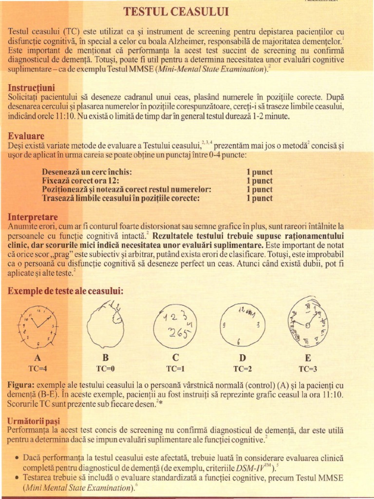 Testul Ceasului PDF | PDF