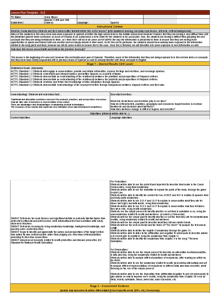 Edtpa Task 1 - Lesson Plans For Learning | PDF | Lesson Plan | Vocabulary