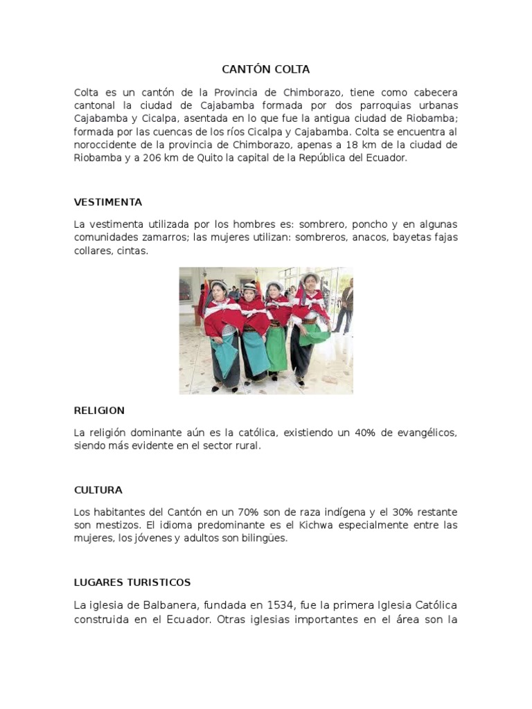 Información sobre el Cantón Colta | PDF | Ciencias sociales