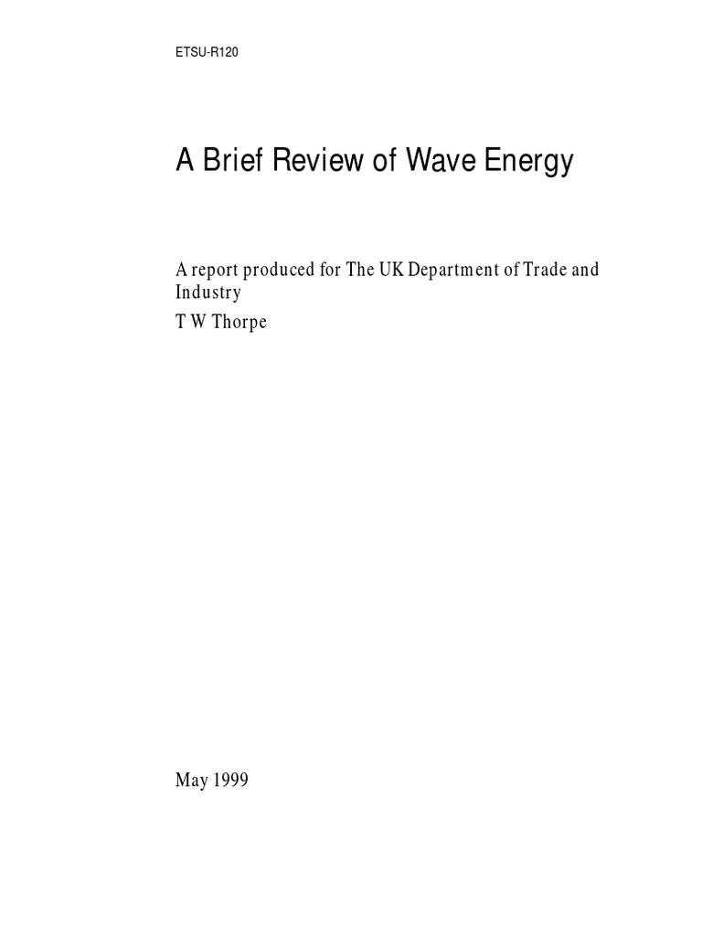 A Brief Review of Wave Energy | PDF | Refraction | Nature