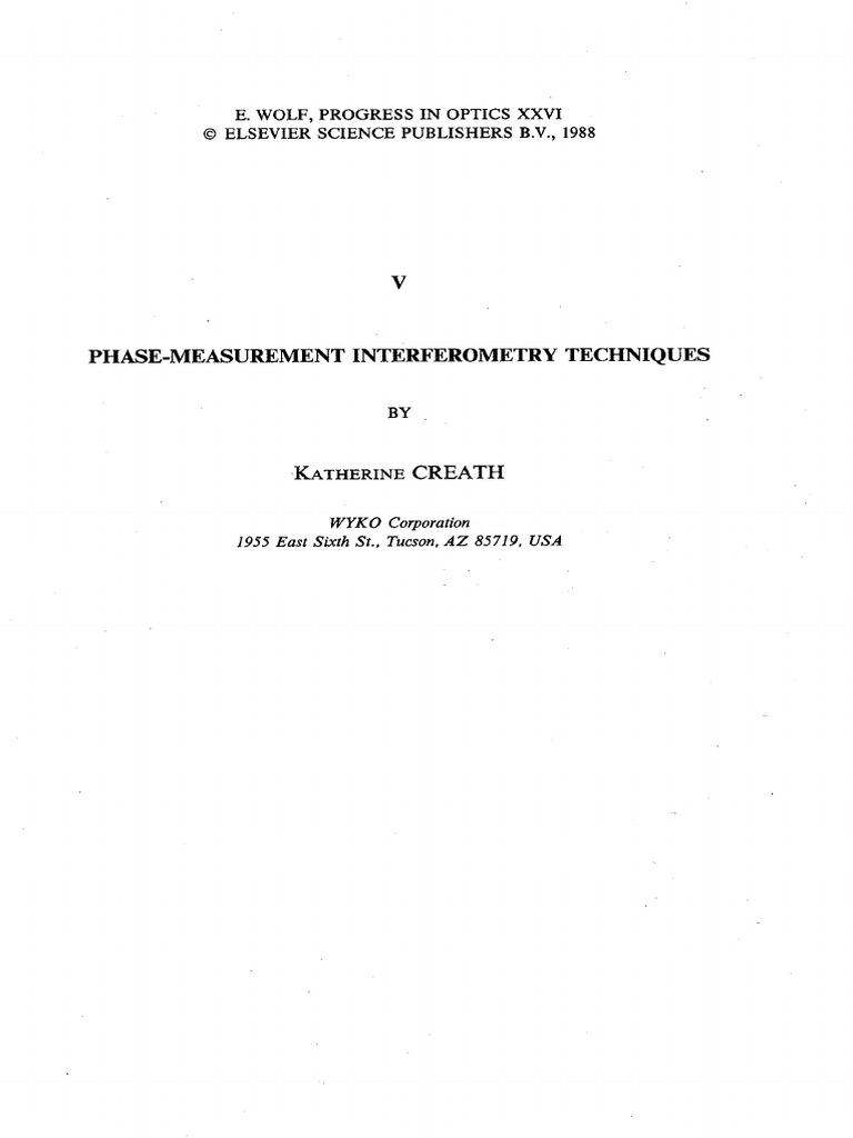 Phase-Measurement Interferometry Techniques | PDF | Interferometry | Diffraction