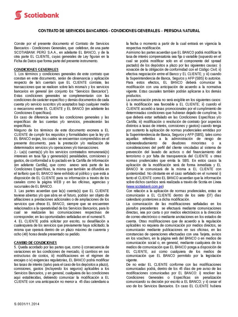 Contrato de Servicios Bancarios | PDF | Bancos | Pagos