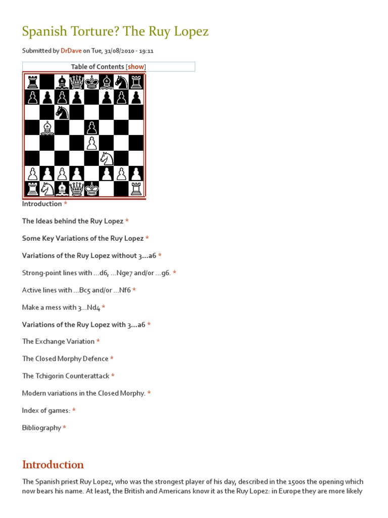 The Ruy Lopez | PDF | Chess Openings | Game Theory