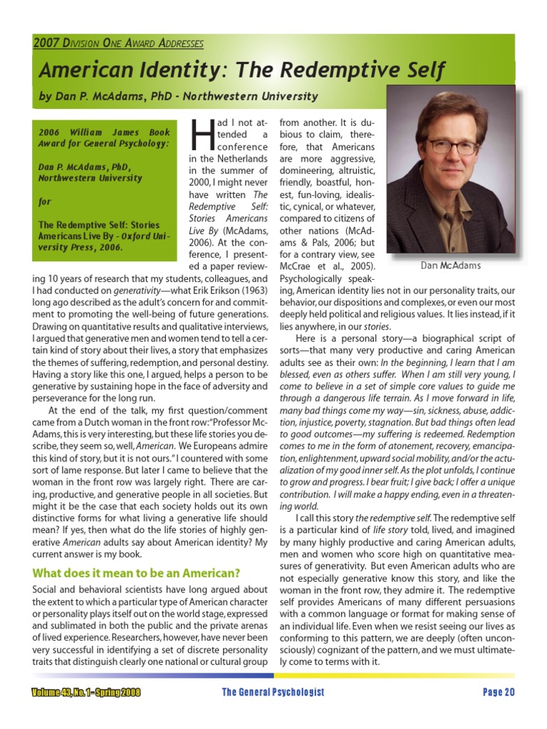 American Identity and the Redemptive Self | PDF | Self | Oprah Winfrey