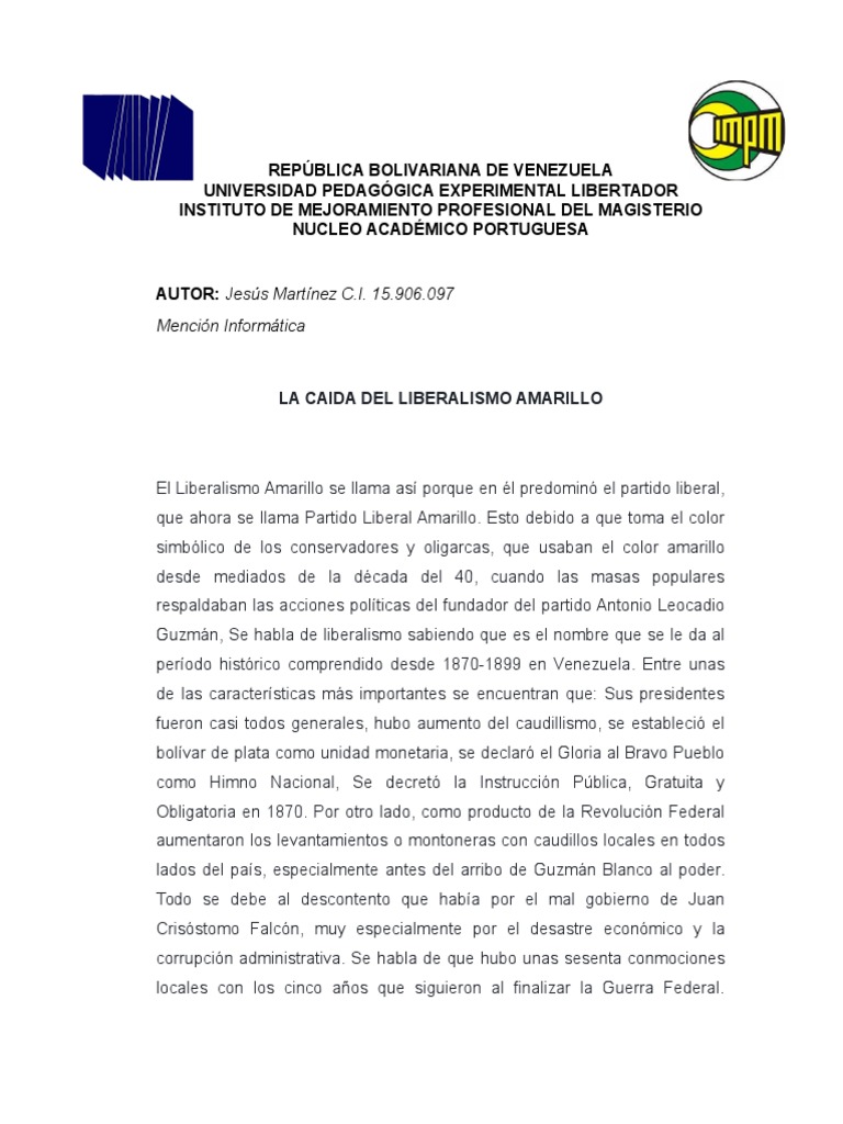 Liberalismo Amarillo | PDF | Venezuela | Gobierno
