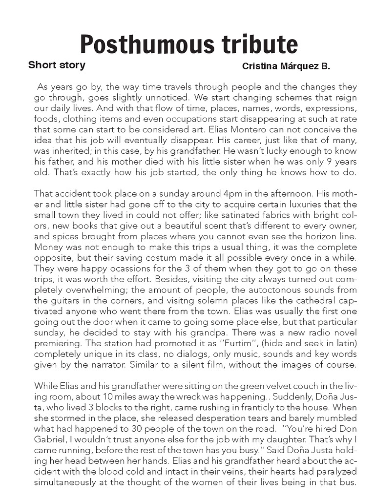 Posthumous Tribute: Short Story | PDF | Leisure