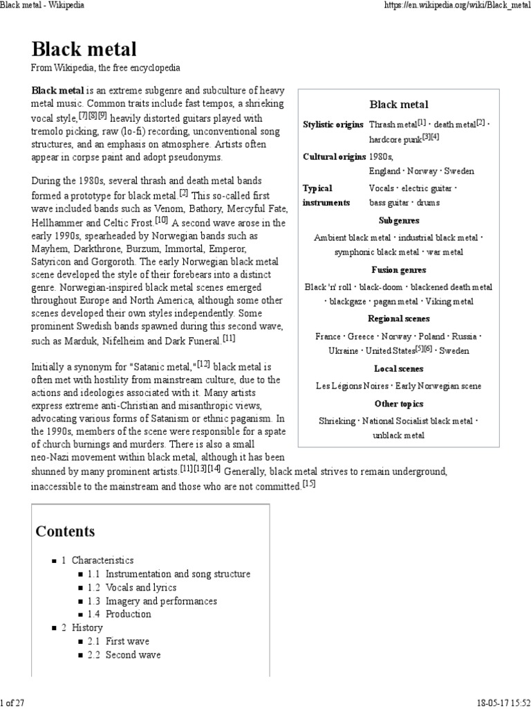 Black Metal | PDF | Heavy Metal Music | Musical Subgenres