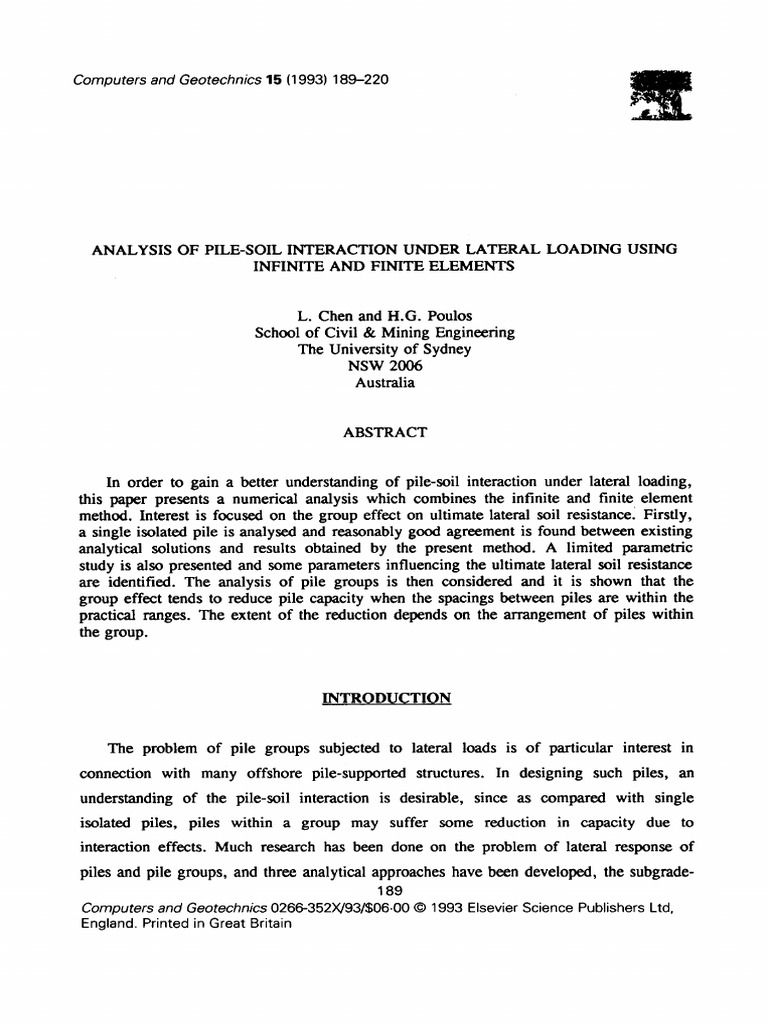Analysis of Pile-Soil Interaction Under Lateral Loading Using Infinite and Finite Elements | PDF ...