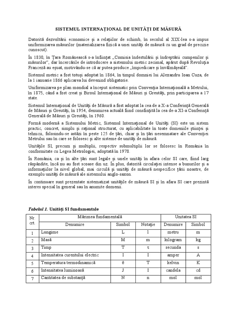 Sistemul International de Unitati de Masura PDF | PDF