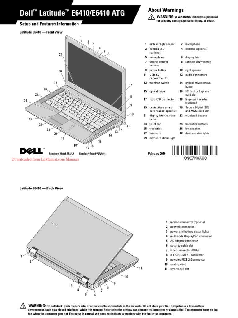 Dell Latitude E6410/E6410 ATG: Setup and Features Information | PDF ...
