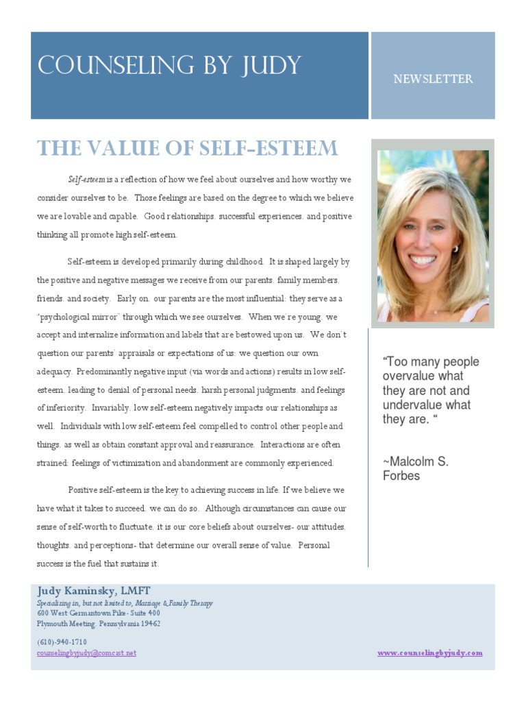 The Value of Self-Esteem | PDF | Self Esteem | Positive Psychology