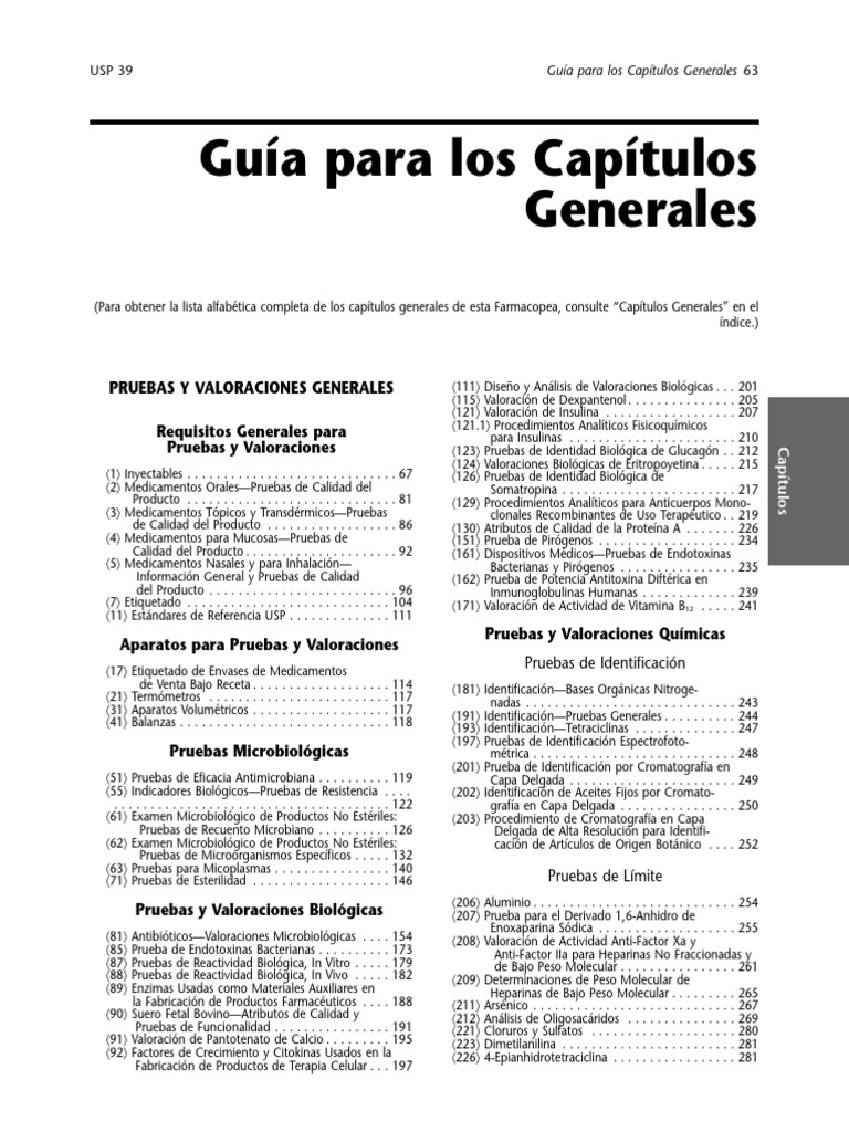 Guia de Capitulos de USP 39 | PDF | Sustancias químicas | Química