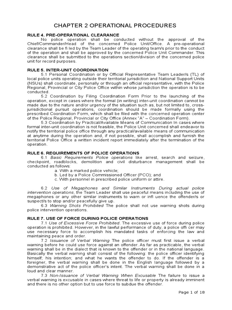 PNP Police Operational Procedure Chapter 2 | PDF | Reasonable Suspicion ...