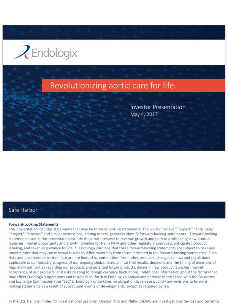 Endologix ELGX Updated Investor Presentation | PDF | Medicine ...