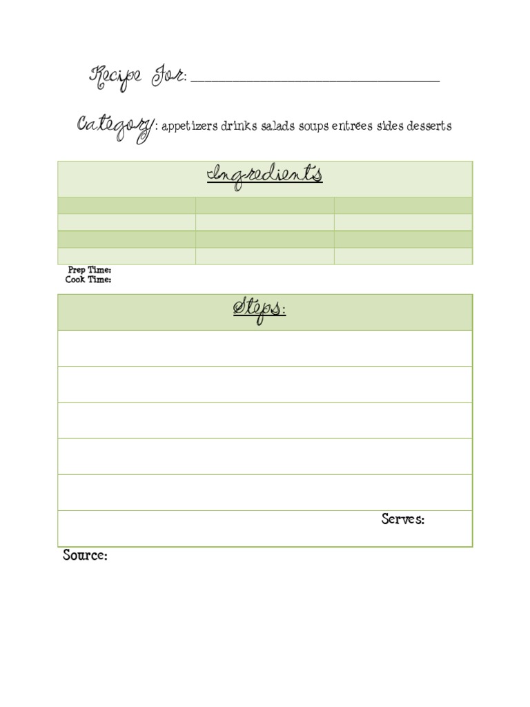 Recipe Template | PDF