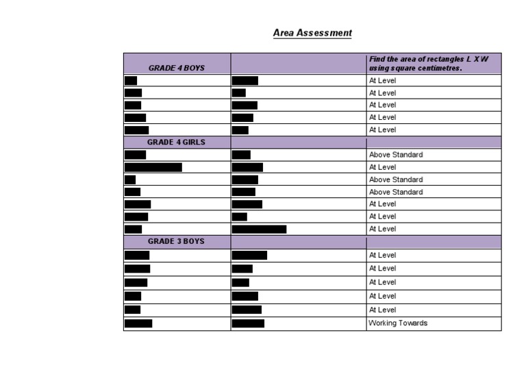 Area Assessment | PDF