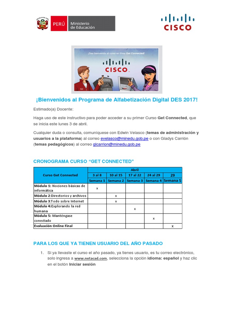 Instructivo para Uso de La Plataforma Cisco Netacad | PDF | Correo ...