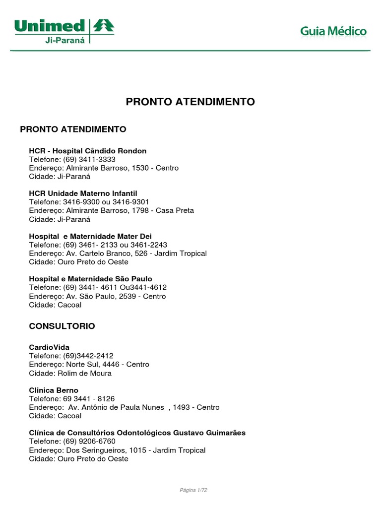 Guia Unimed PDF | PDF | Ciências da Saúde | Sistema de saúde