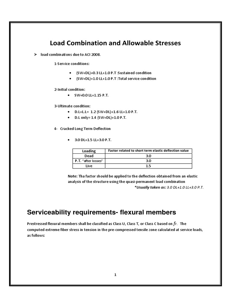 Load Combinations Due To ACI 2008 | PDF | Strength Of Materials ...