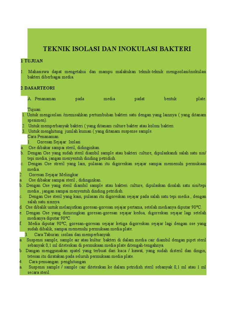 Teknik Isolasi Dan Inokulasi Bakteri | PDF