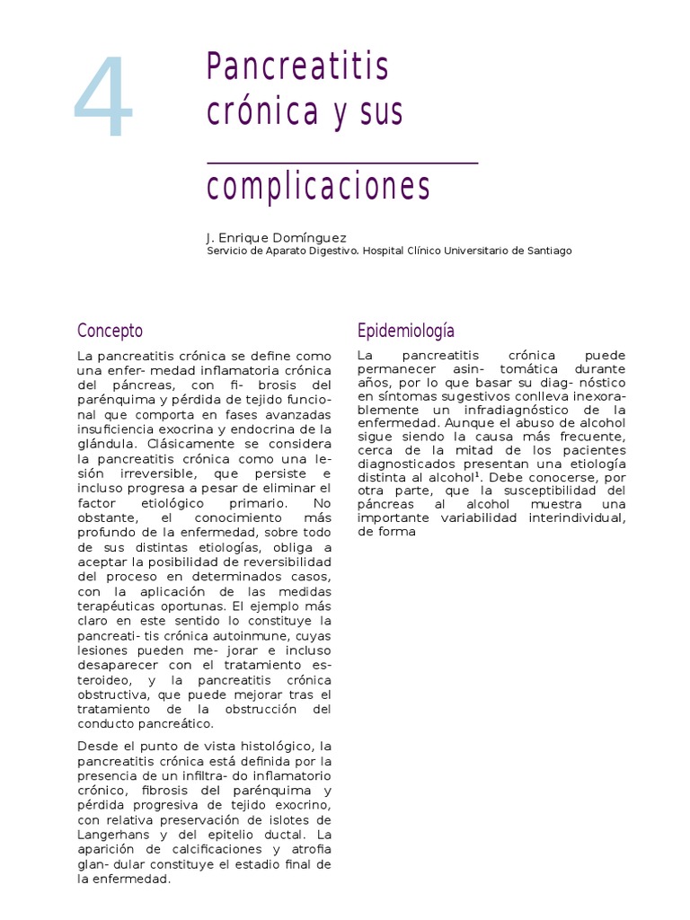 43 Pancreatitis Cronica y Sus Complicaciones | PDF | Sistema digestivo | Gastroenterología