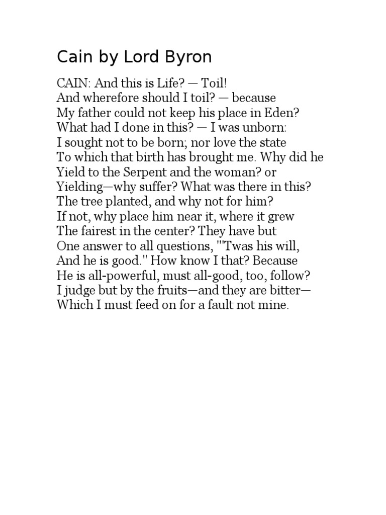 Cain by Lord Byron | PDF