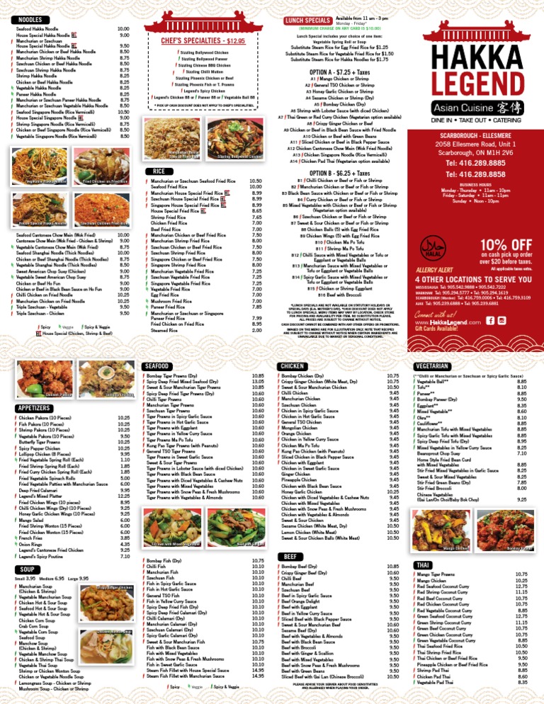 Ellesmere Hakkalegend-Takeout Menu | PDF | Curry | Thai Cuisine