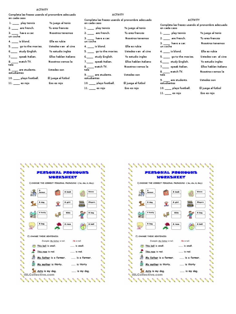 ACTIVITY Pronombres | PDF | Ocio | Deportes