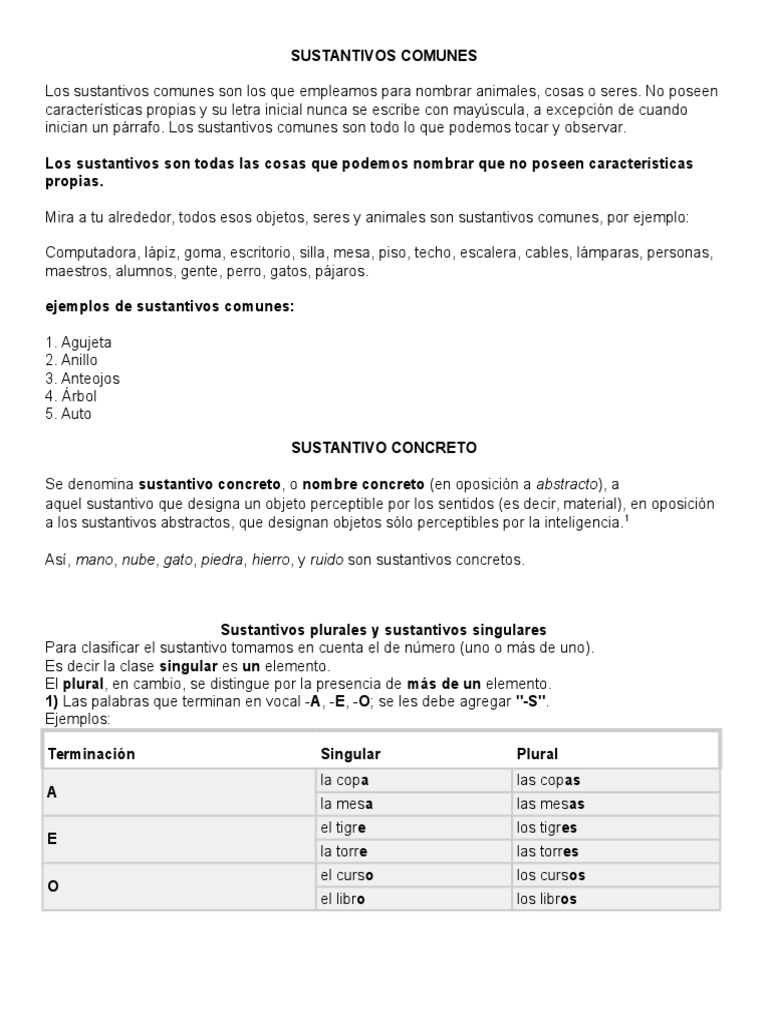 Sustantivos Comunes | PDF | Sustantivo | Tipología Lingüística