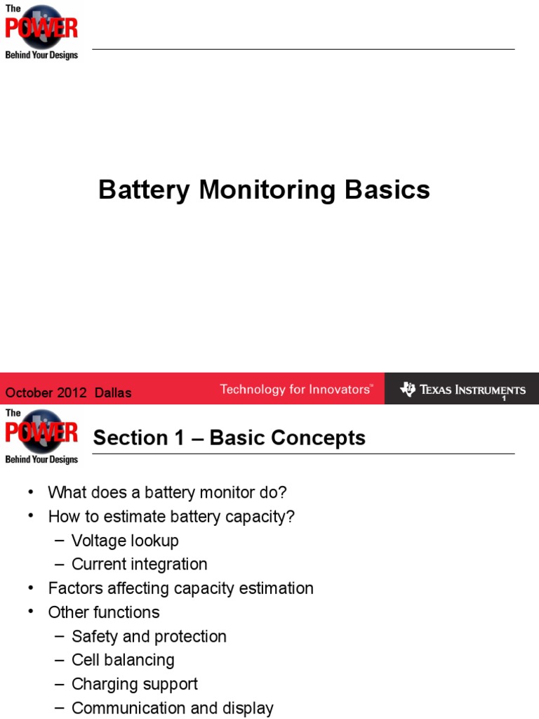 Battery Monitoring Basics | PDF | Battery (Electricity) | Battery Charger