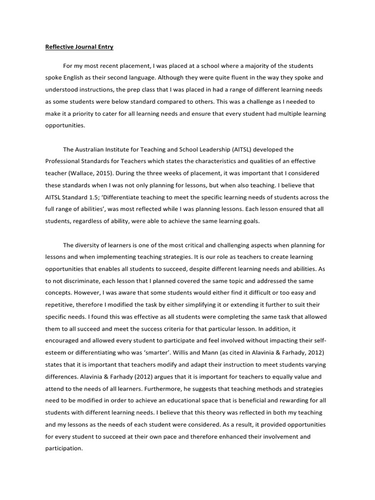 Reflective Journal Entry | Brainstorming | Learning