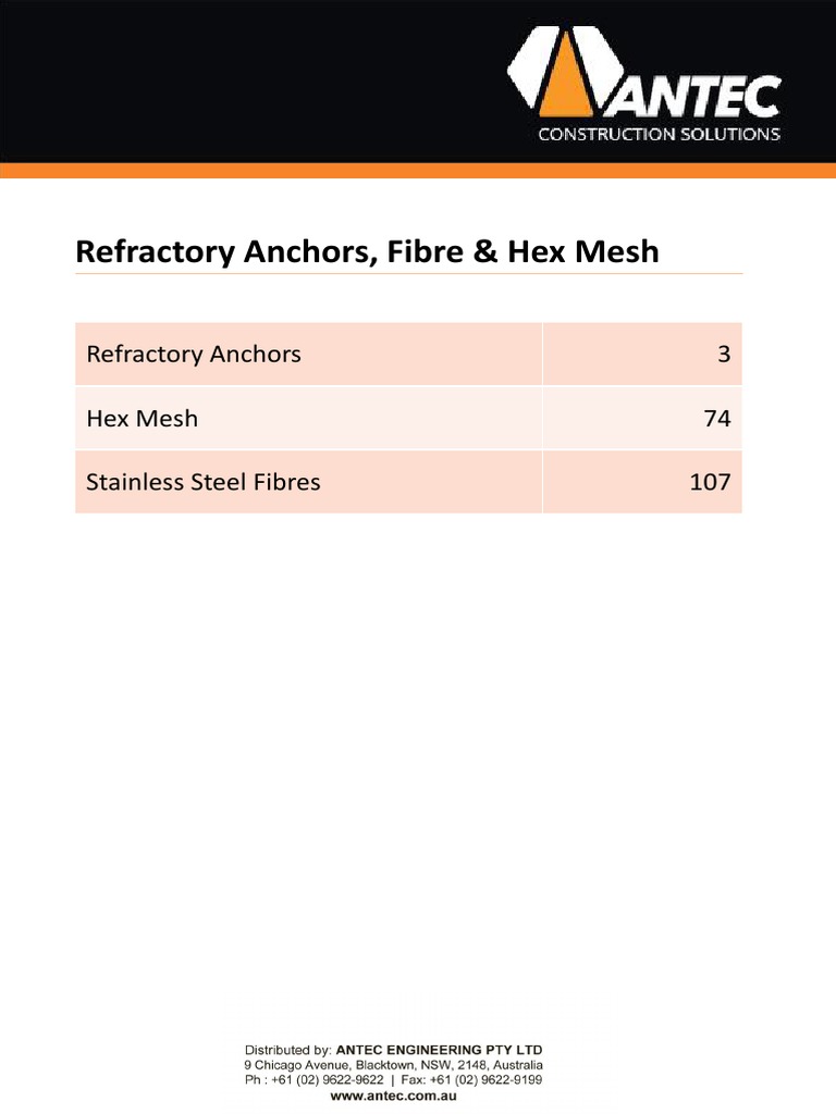 ANTEC - Refractory Anchors | PDF | Engineering Tolerance | Refractory