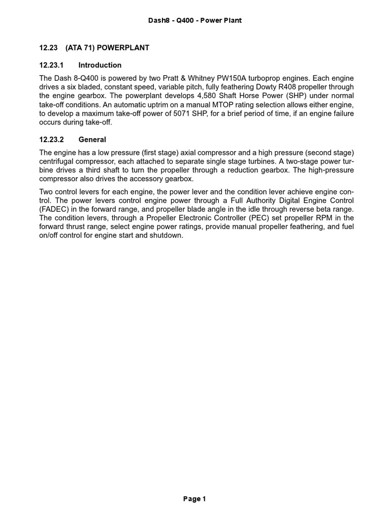 Q400 Power Plant | PDF | Turbine | Transmission (Mechanics)