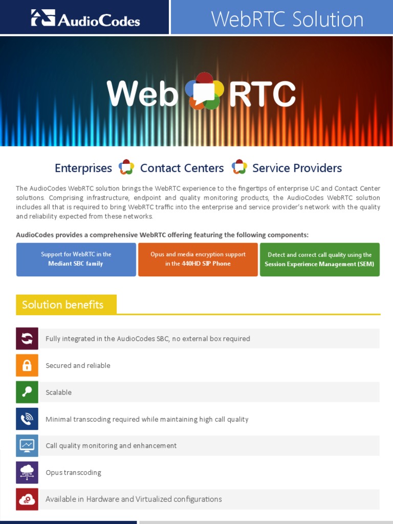 AudioCodes WebRTC Solution | PDF | Internet Protocols | Communications ...