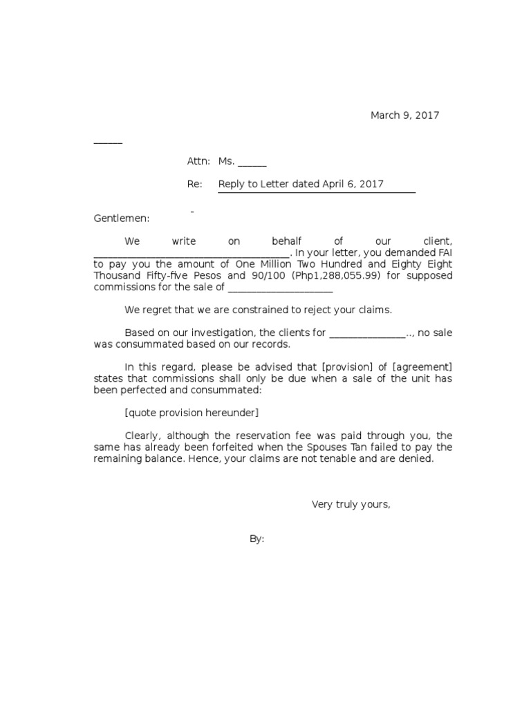 Sample Reply To Demand Letter | PDF
