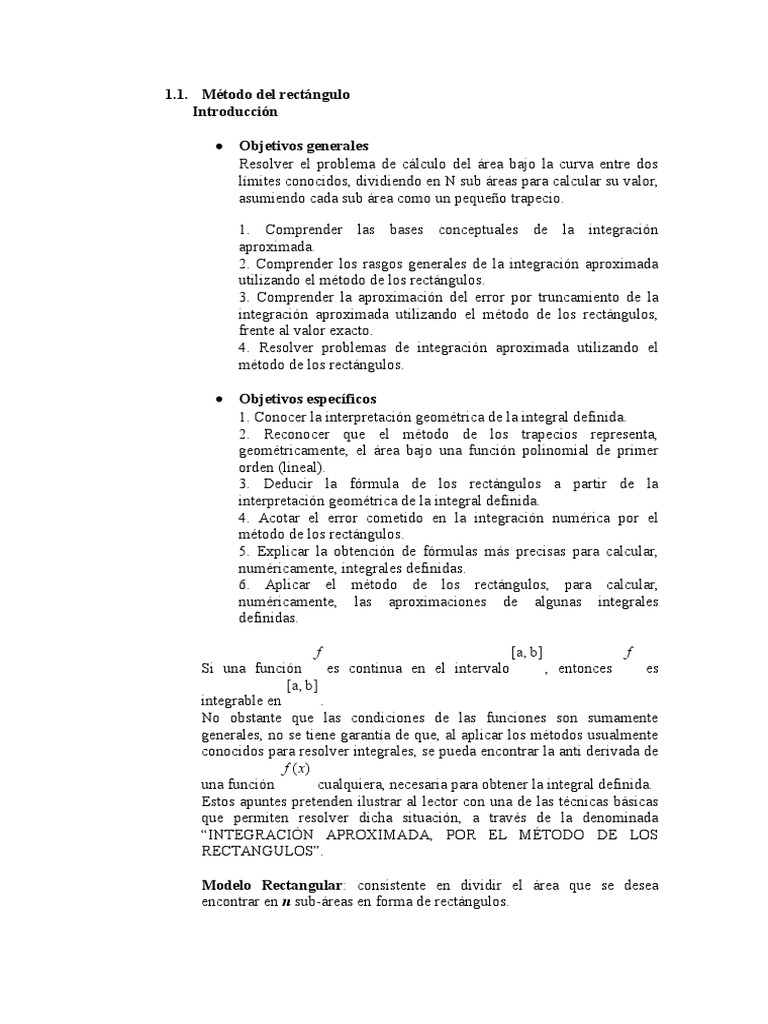 Método Del Rectángulo | PDF | Integral | Límite (Matemáticas)