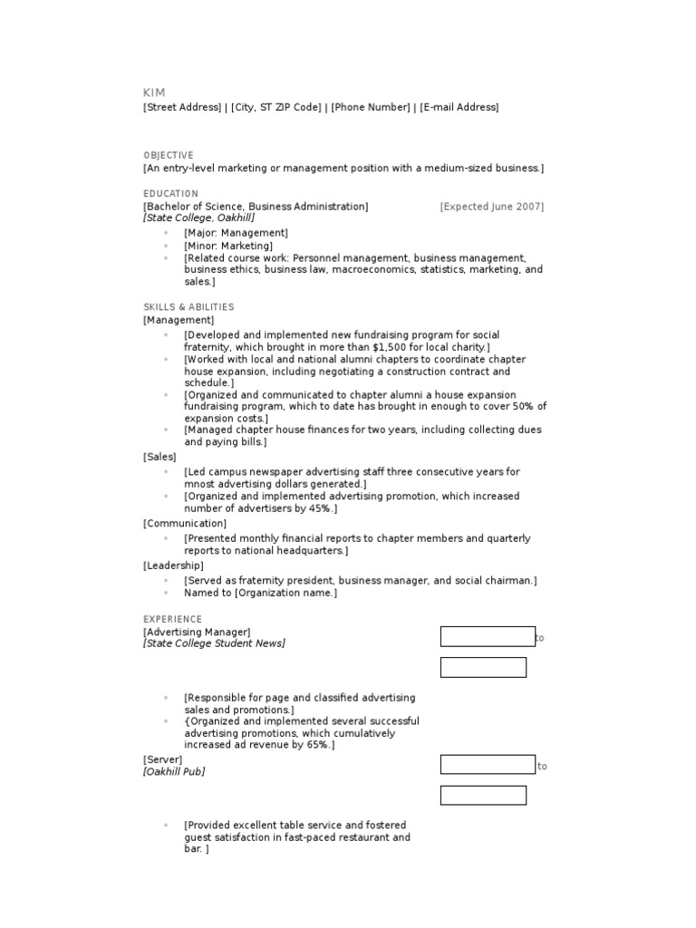 Entry-Level Marketing Resume | PDF | Career & Growth | Business