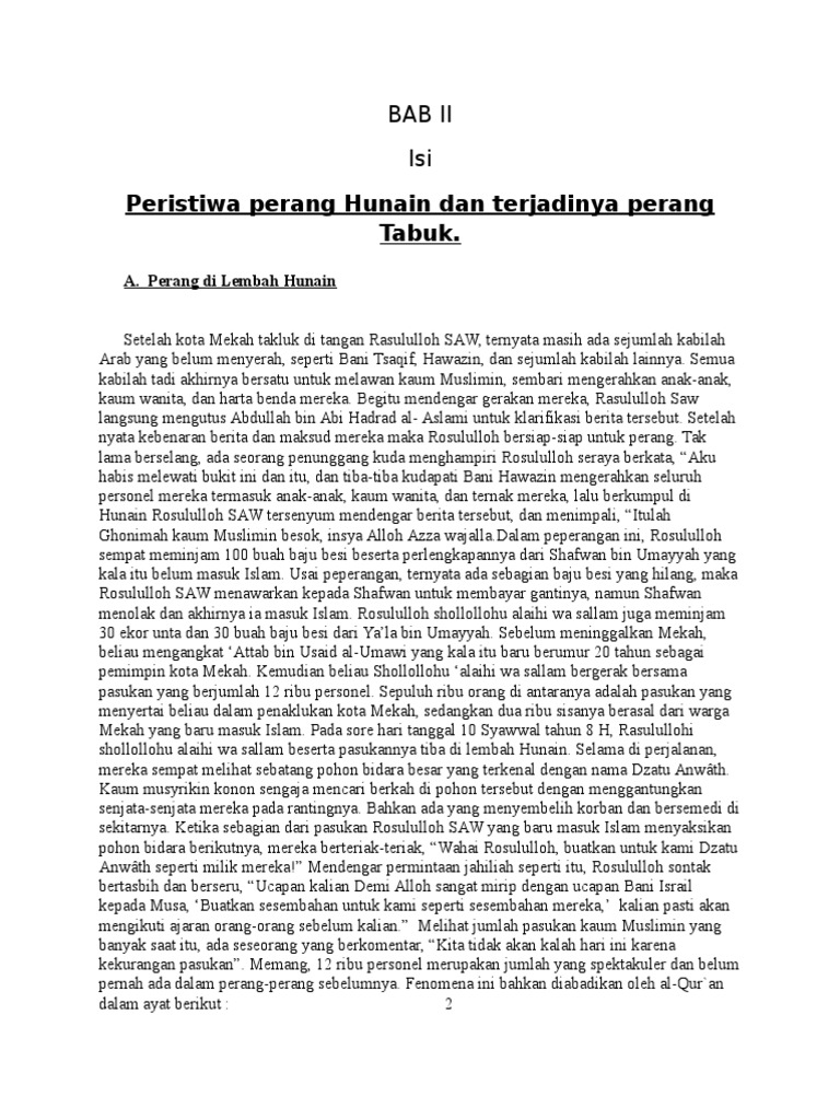 Peristiwa Perang Hunain Dan Terjadinya Perang Tabuk | PDF