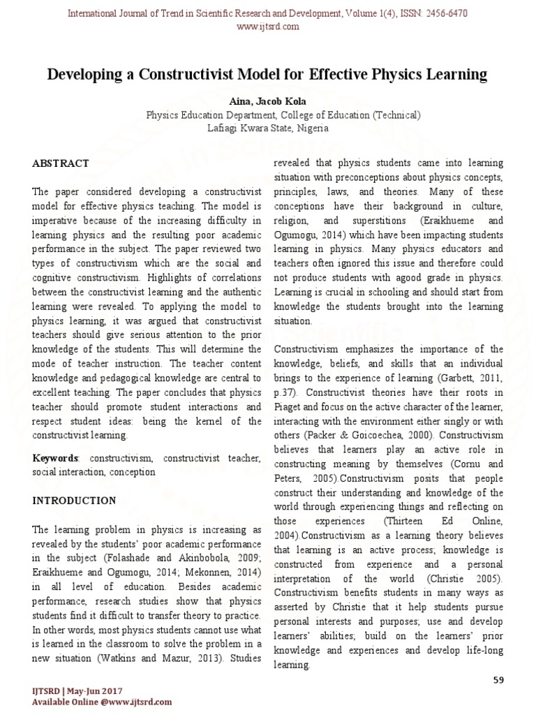 Developing A Constructivist Model For Effective Physics Learning | PDF ...