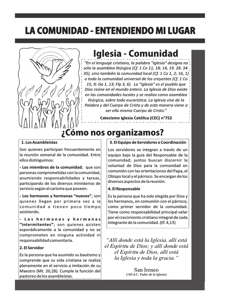 La Comunidad - Entendiendo Mi Lugar | PDF | Iglesia Católica | eucaristía