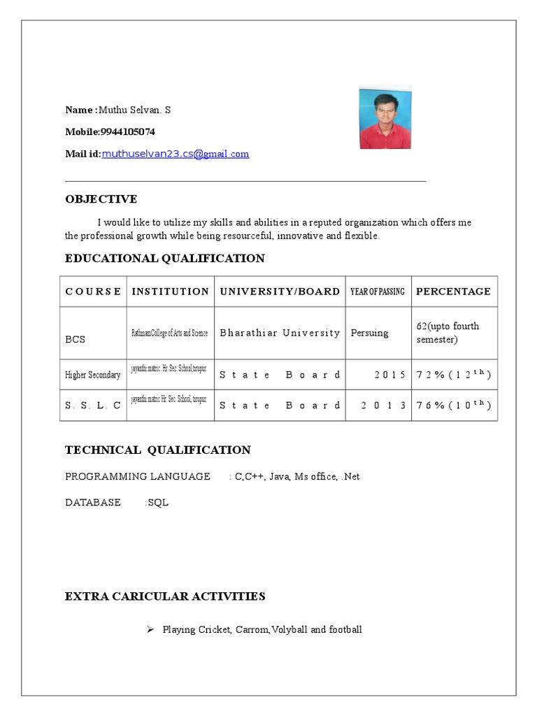 Muthu Selvan's Resume and Skills Overview | PDF | Computing | Cognition