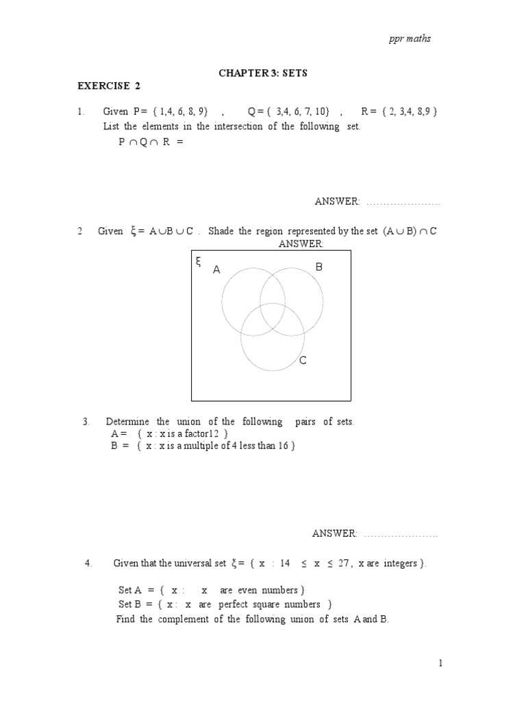 Latihan Matematik Tingkatan 4 03 - Sets | PDF | Numbers | Algebra