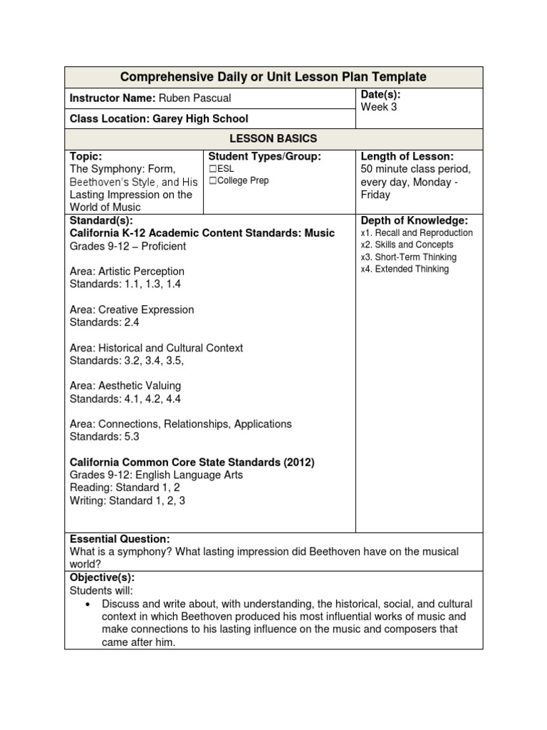 4 Week Unit Plan Week 3 | PDF | Educational Assessment | Applied Psychology