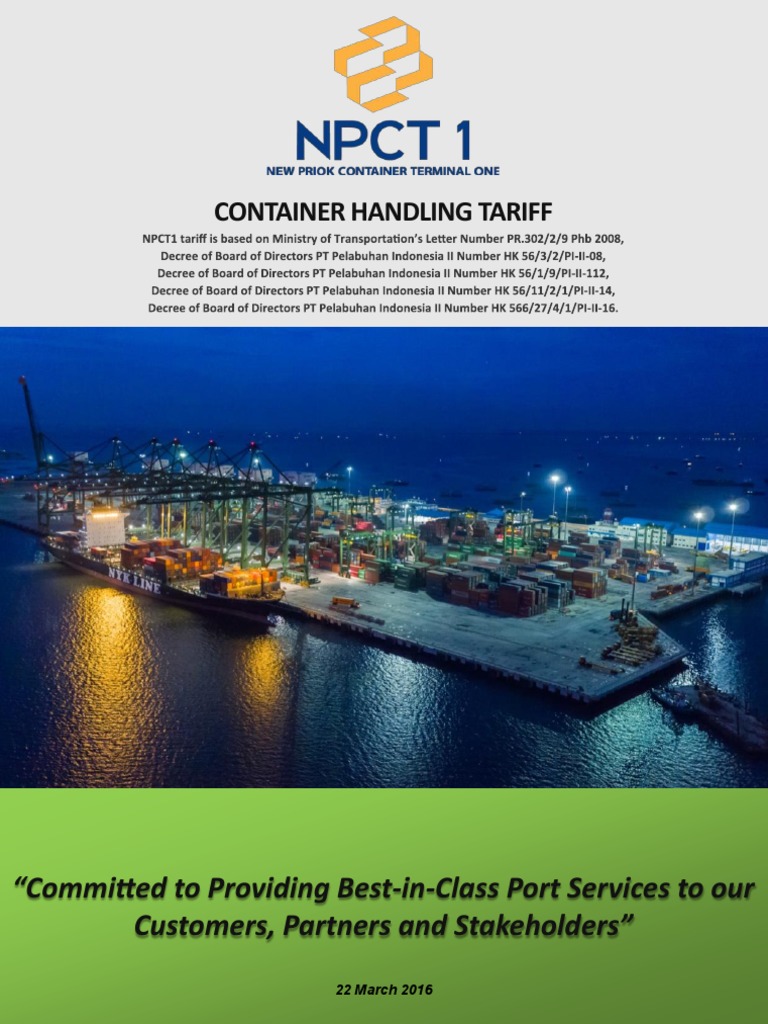NPCT1 Container Handling Tariff v10 | Containerization | Cargo