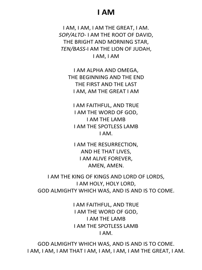 I Am Lyrics | PDF | Worship | Religious Behaviour And Experience