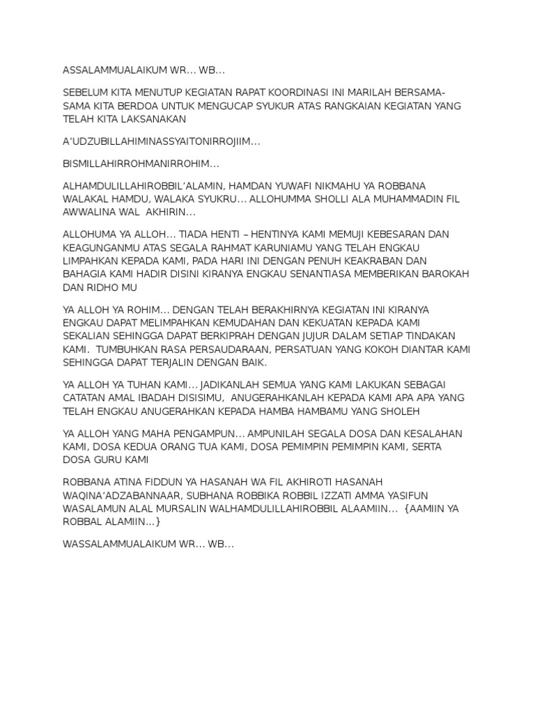 Doa Penutup Rakor | PDF | Hukum