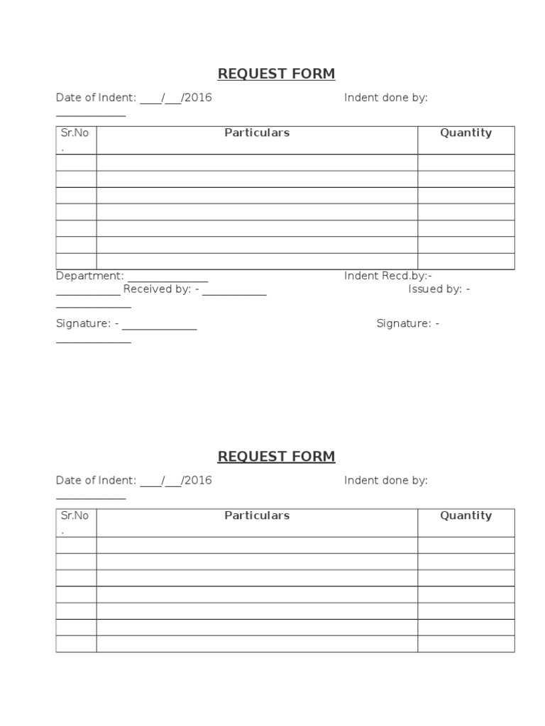 Request Form: Particulars Quantity | PDF | Finance & Money Management