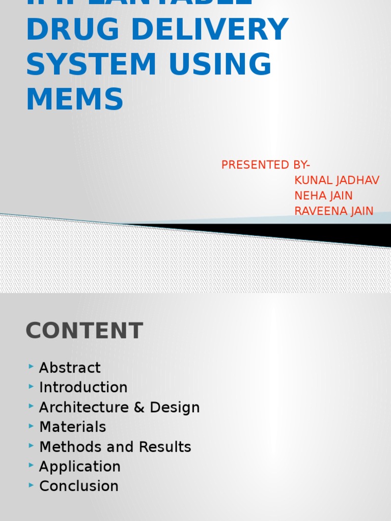 MEMS-Based Implantable Drug Delivery System | PDF | Silicon ...