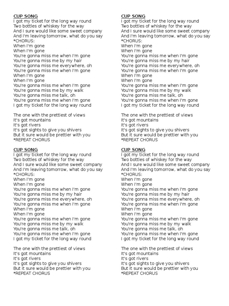 Cup Song | PDF | Songs | Musical Compositions