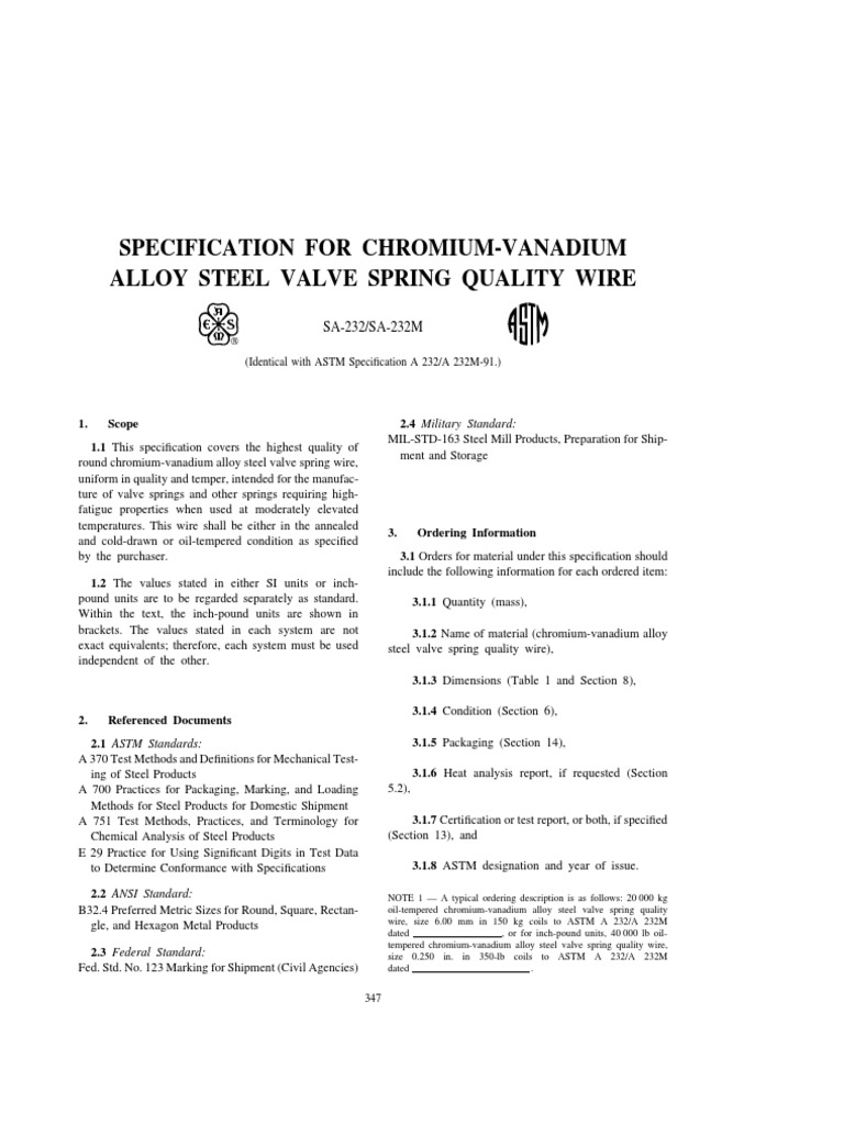 Sa 232 | PDF | Steel | Specification (Technical Standard)
